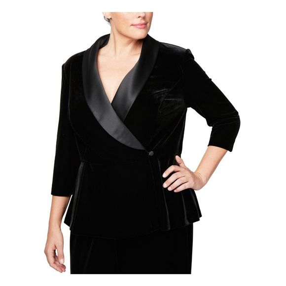 Alex Evenings | Jackets & Coats | Alex Evenings Womens Black Stretch 34 ...